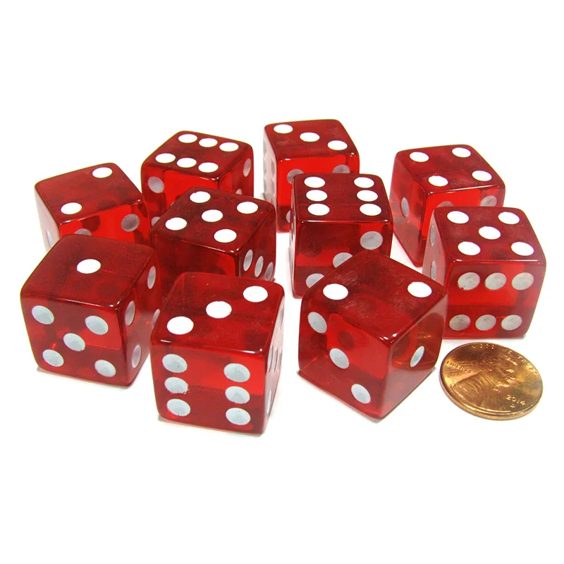 10pcs/set Transparent Red Dice Right Angle Dice Board Game Accessories ...