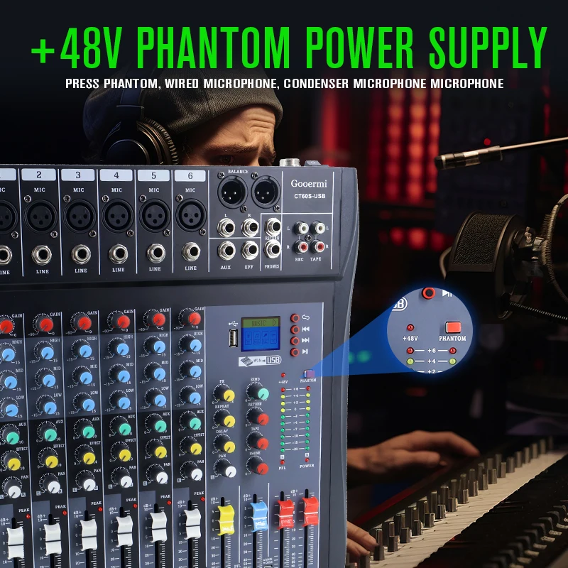 6-Channel-Sound-Mixing-Console-Audio-Mixer-Bluetooth-USB-Record ...