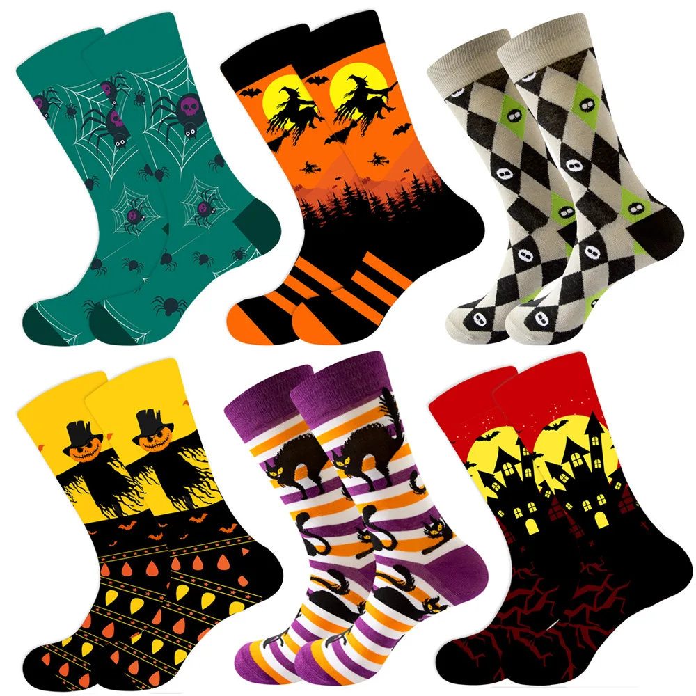Pumpkin-Socks-Woman-Halloween-Socks-Unisex-Cotton-Stockings-Medium-Tube ...