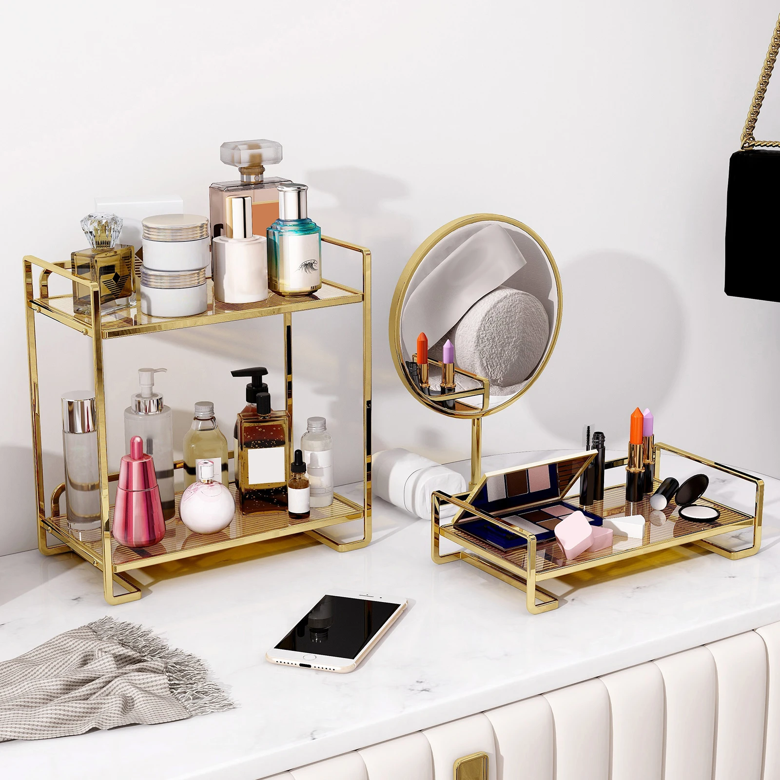 2tier-Cosmetic-rack-Bedroom-Makeupdesk-Skincare-Perfume-Lipstick ...