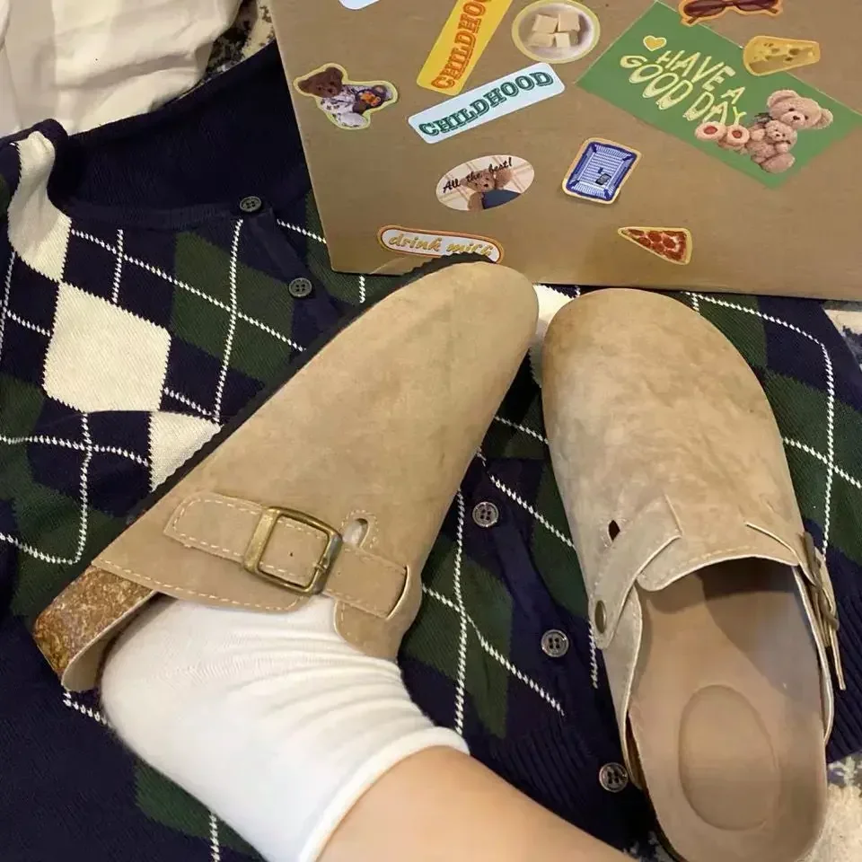 2024-Women-S-Slippers-Vintage-Cork-Boston-Sole-Genuine-Leather-Boken ...