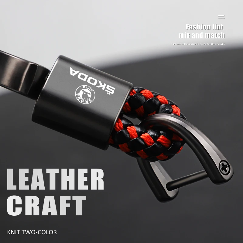 Premium-Zinc-Alloy-Car-Keychain-Leather-Key-Ring-For-Skoda-Octavia ...