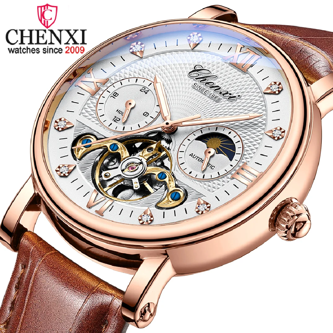 CHENXI Fashion Brand Waterproof Mens Watch Automatic Mechanical Top Luxury Sport Wristwatch Moon ...