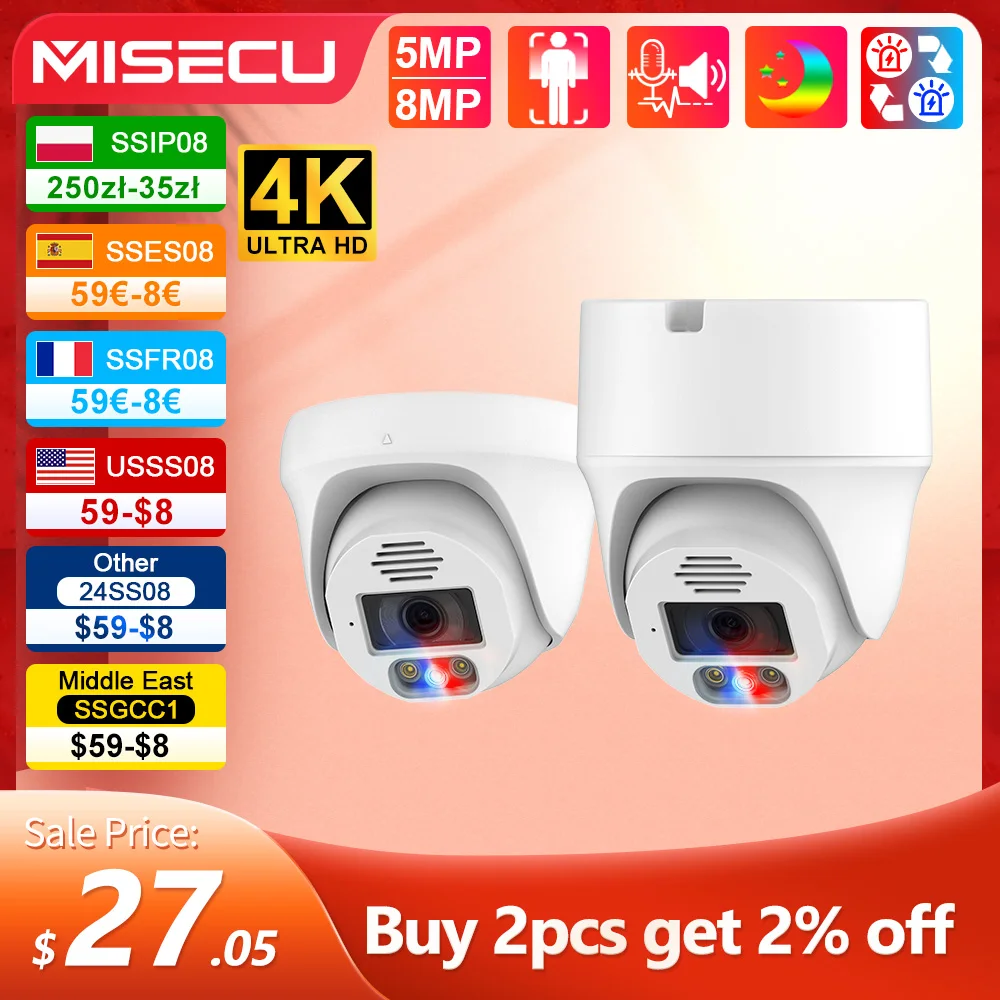 MISECU-HD-8MP-4K-POE-Dome-IP-Camera-Indoor-5MP-Human-Detect-Auto ...
