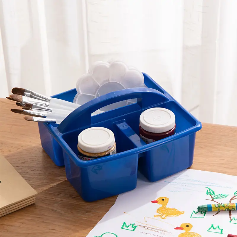 Home Office Plastic Storage Box With 4 Compartments And Portable Handle ...