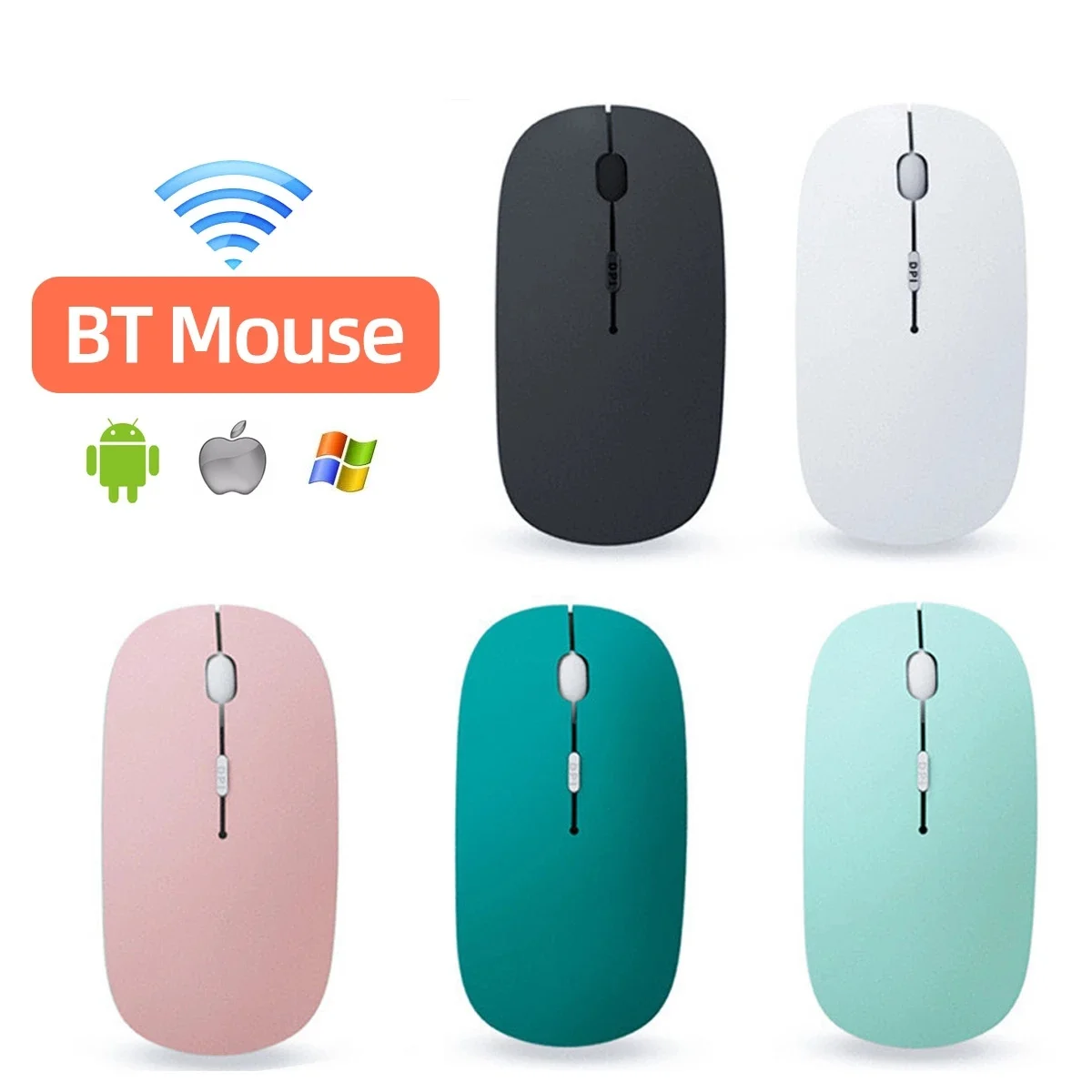 Silent-Wireless-Bluetooth-Computer-Mause-pink-green-Ergonomic-Mini ...