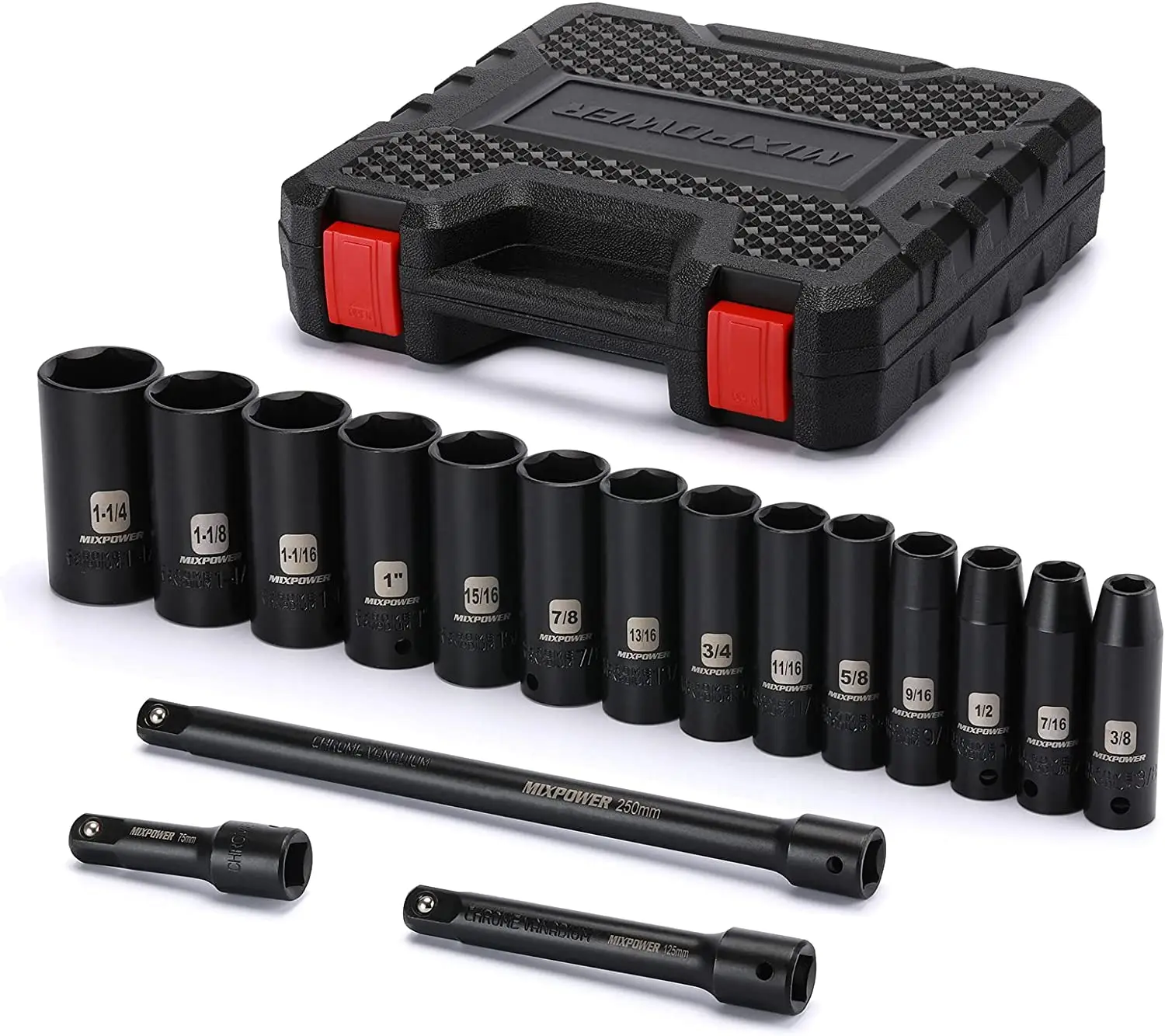 16PCS-1-2-Inch-Drive-SAE-Deep-Cr-V-Impact-Socket-Set-Surface ...