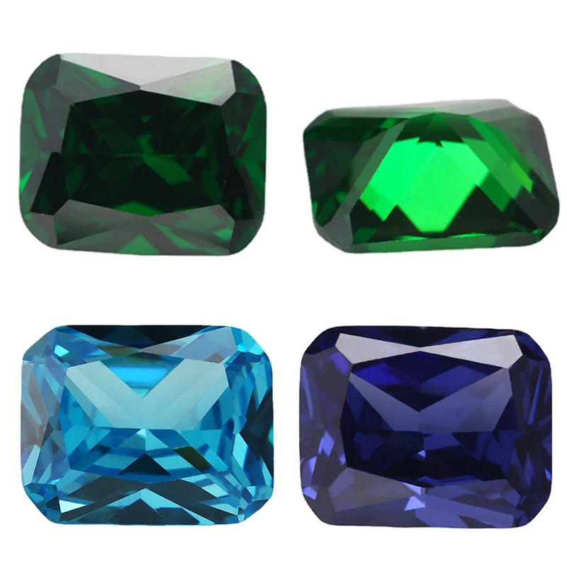 4x6-10x12mm-Octangle-Cut-5A-CZ-Pedra-Verde-Mar-Azul-Tanzanite-Cor-Zirc ...