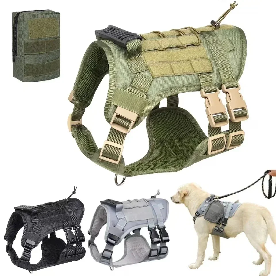 Tactical Dog Harness with Handle and Dog Leash Military Walking Dog ...