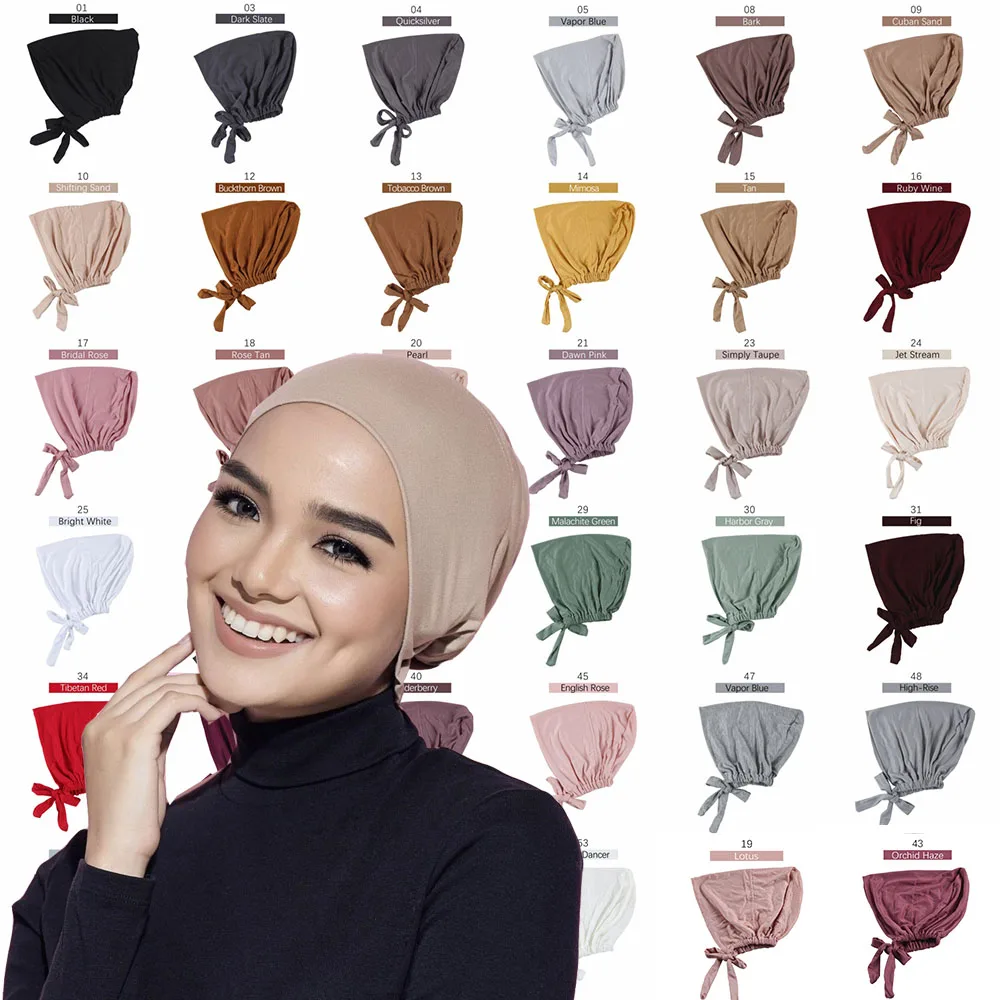 Muslim Women Jersey Inner Tie Back Hijab Cap Stretchy HIjab Caps ...
