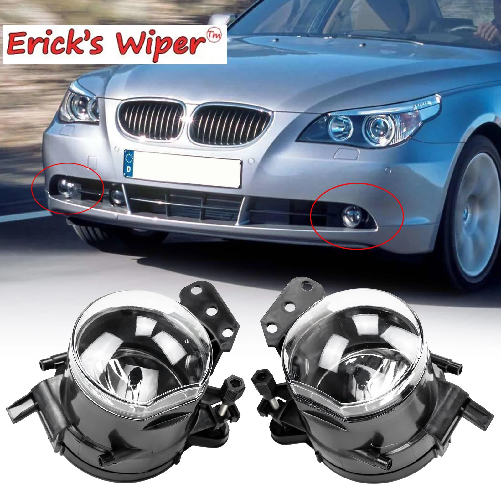 Pair Front Bumper Fog Lamp Lights Assembly Headlight For Bmw 5 E60 E61 ...