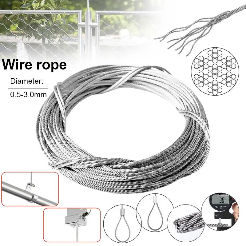 1-Roll-Stainless-steel-wire-5m-10m-0-5-3mm-Diameter-7X7Structure-rope ...