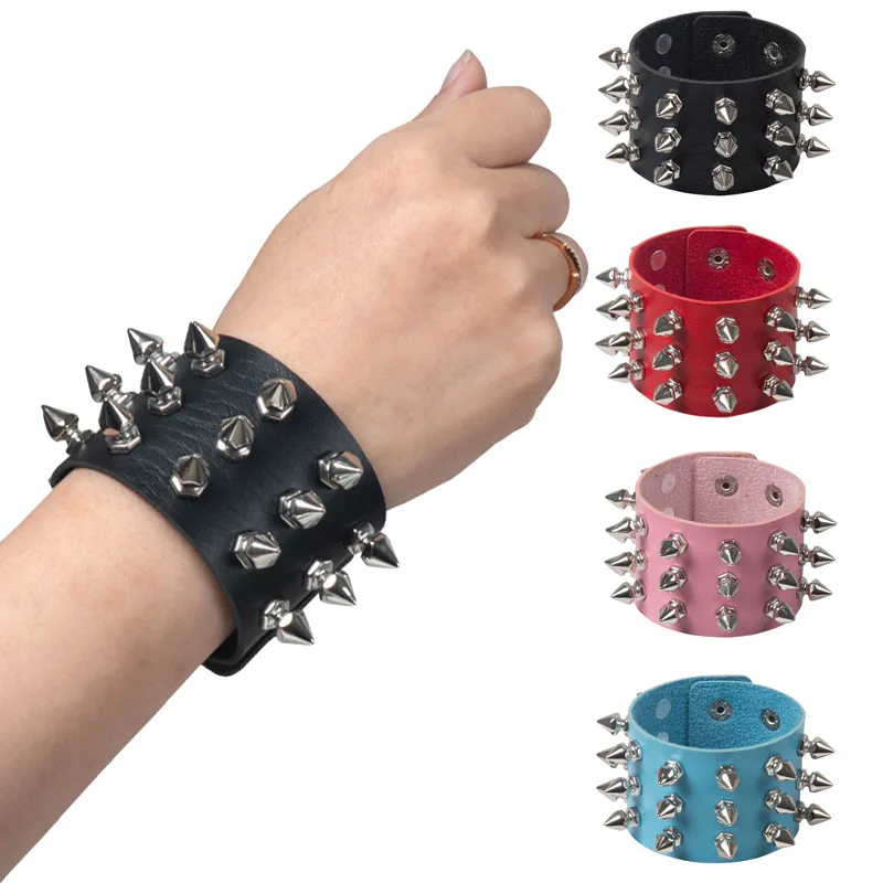 Punk-Leather-Spike-Bracelet-for-Men-Gothic-Spike-Rivet-Cuff-Bangle ...