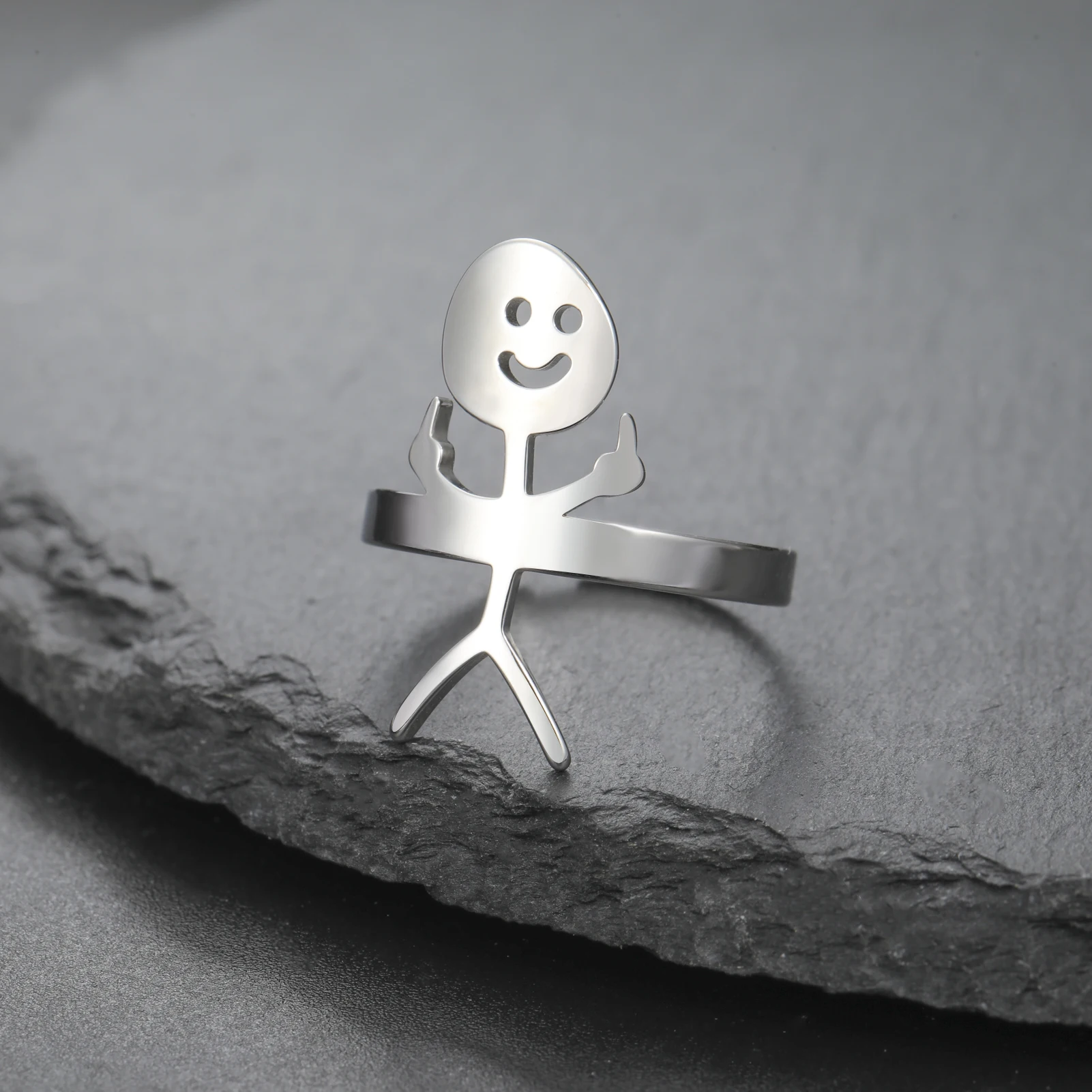 Skyrim Stainless Steel Middle Finger Stickman Ring Men Women Funny Hip ...