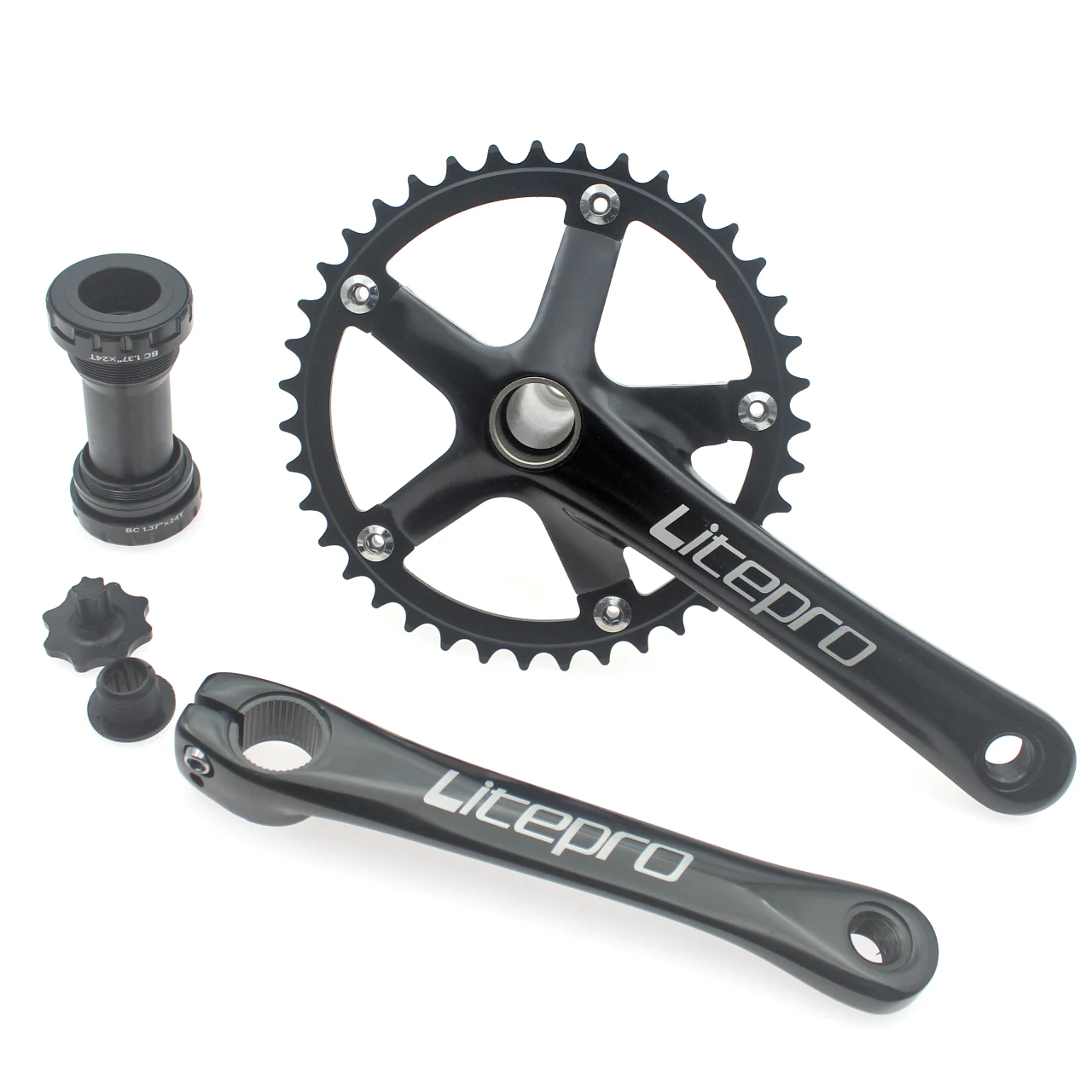 Litepro 자전거용 크랭크셋 Bmx 크랭크 암 통합 크라운 접이식 자전거 커넥팅 로드 130bcd 39t 44t