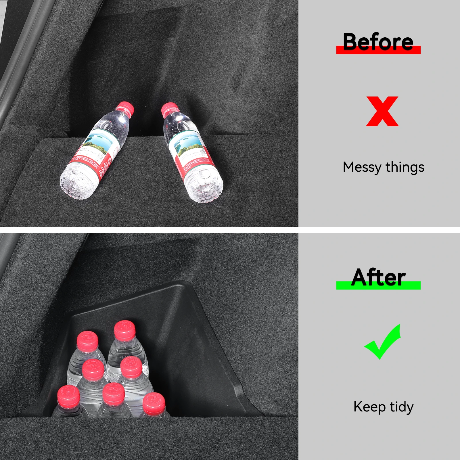 Front Trunk Divider Organizer 2-Piece Front Sub Trunk Divider For Tesla ...