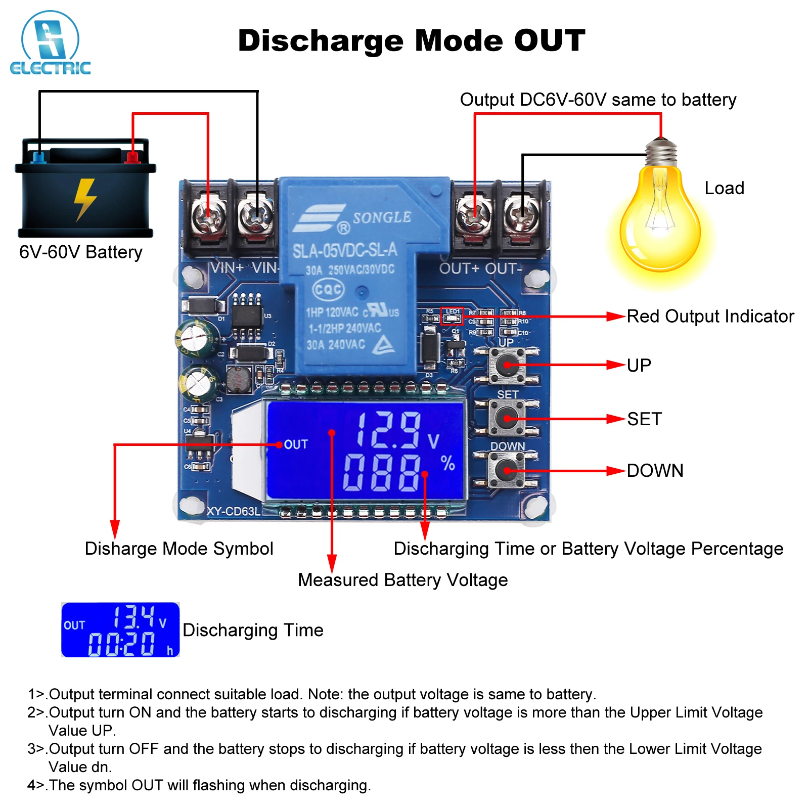 Low Voltage Protector Module Switch with LCD Display 30A Digital Over ...