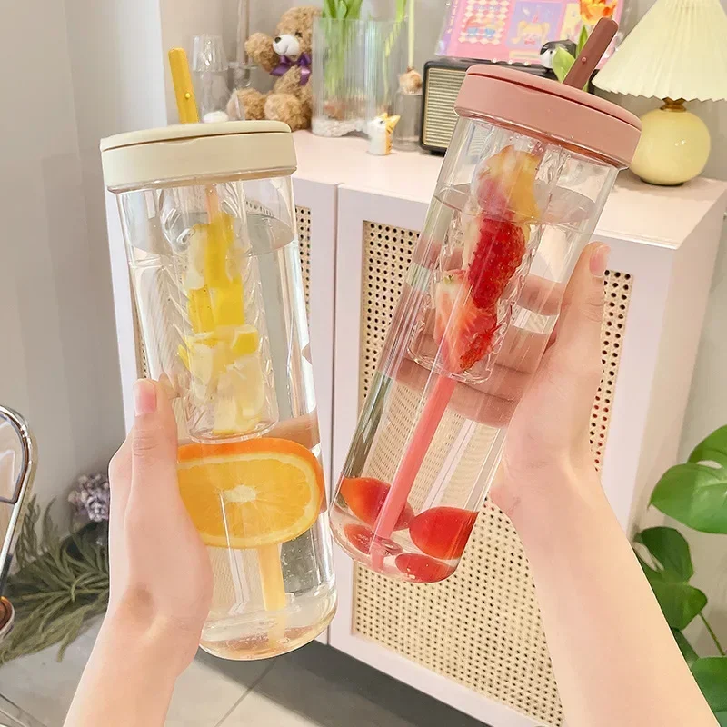 Large-Capacity-Portable-Straw-Cup-Transparent-Non-leaking-Water-Cup ...