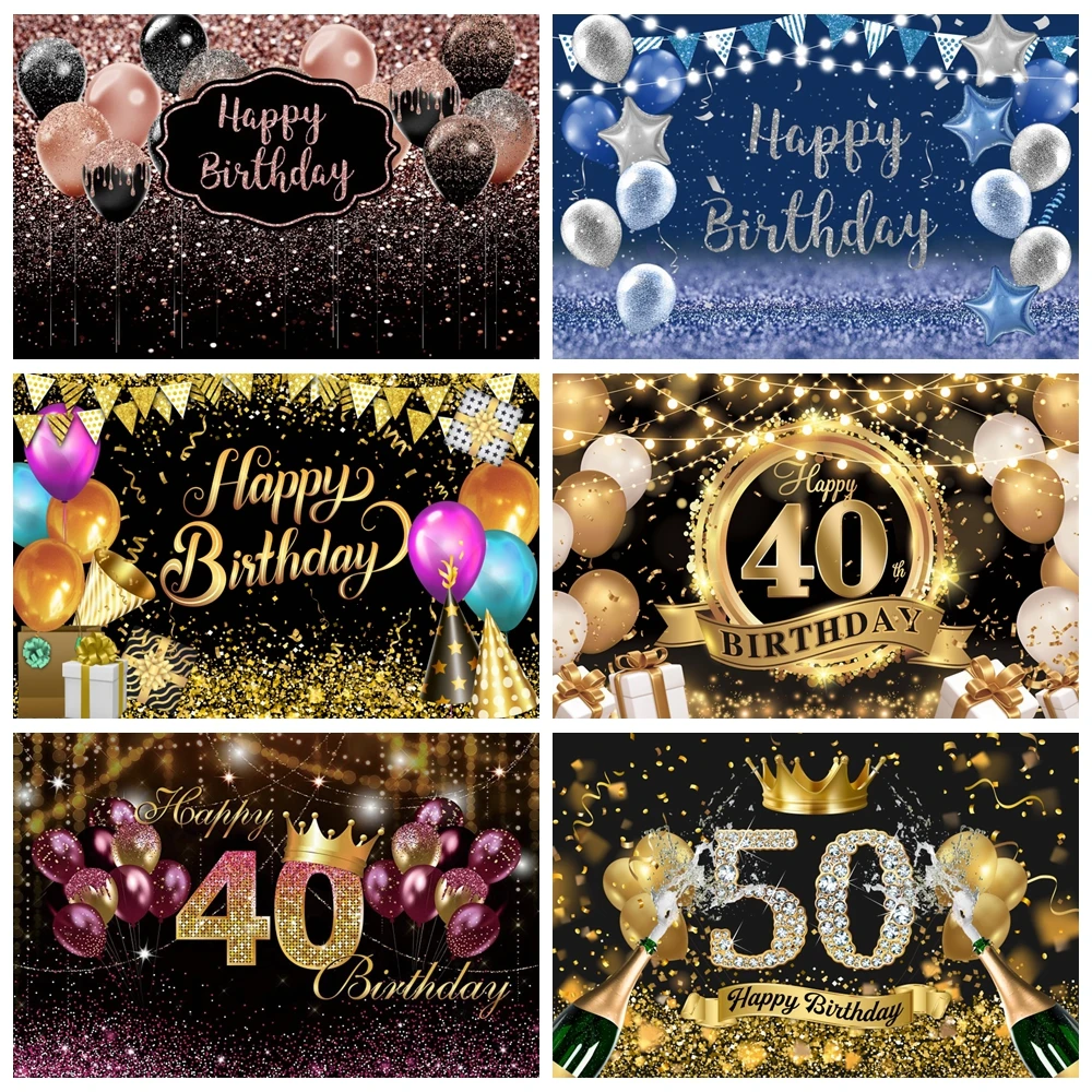 Happy-Birthday-Adult-Party-Backdrop-for-Photography-Glitter-Gold ...