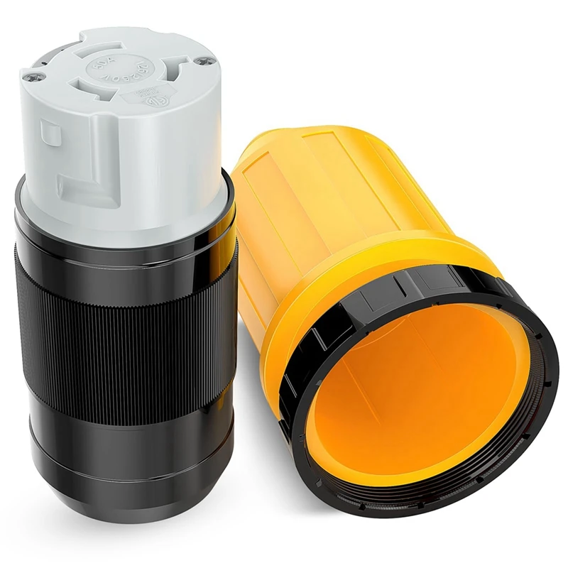 50AMP-RV-Power-Cord-Twist-Lock-Plug-Black-Gold-Plastic-125-250V-Female ...