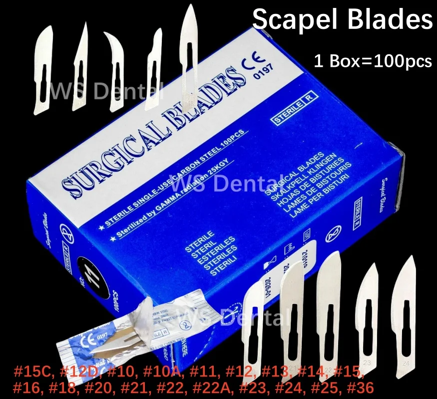 100pcs Carbon Steel Sterile Scapel Blades Scalpel Blade Repair Knife ...