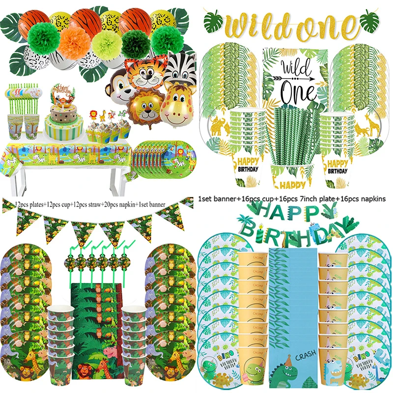 Conjunto De Louça Descartável Para Decoração De Festa, Selva Safari ...