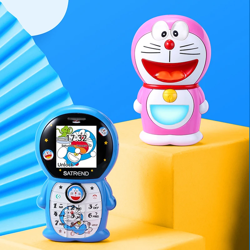 Mini Mobile Phone Kawaii Doraemon Cat Personality Straight Phone ...