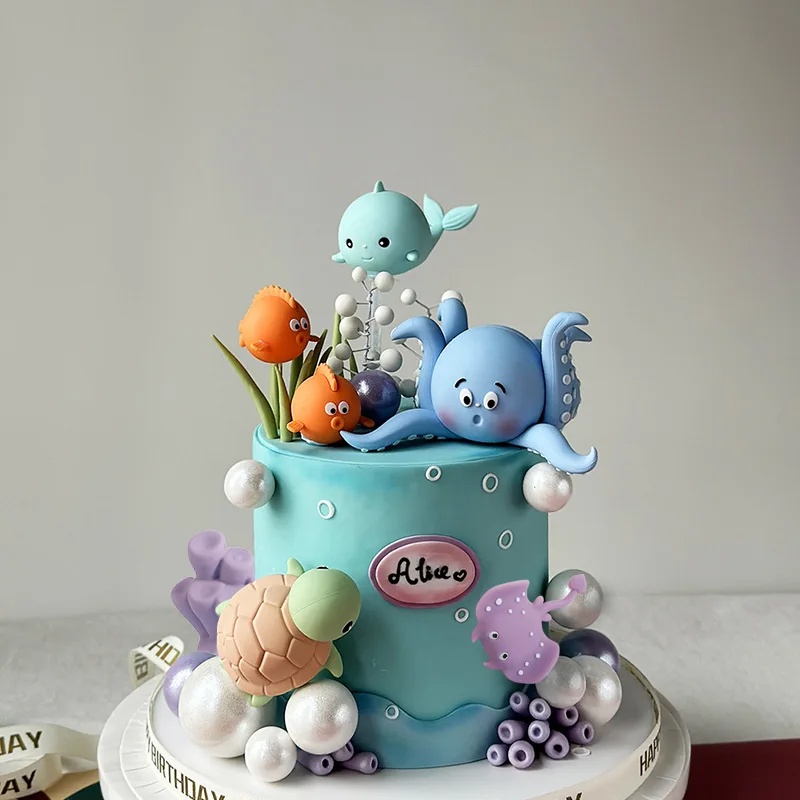 Ocean-Cake-Decoration-Octopus-Turtles-Whales-Poofish-Manta-Rays-for ...