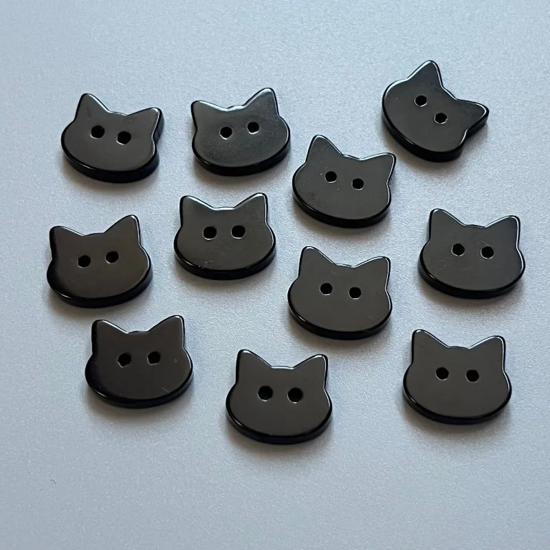 10pcs Black Kitten Buttons Cute Cat Shaped Novelty Buttons for DIY ...