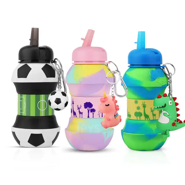 Cute and Collapsible Silicone Water Bottle for Kids - BPA Free! - FunToyLab