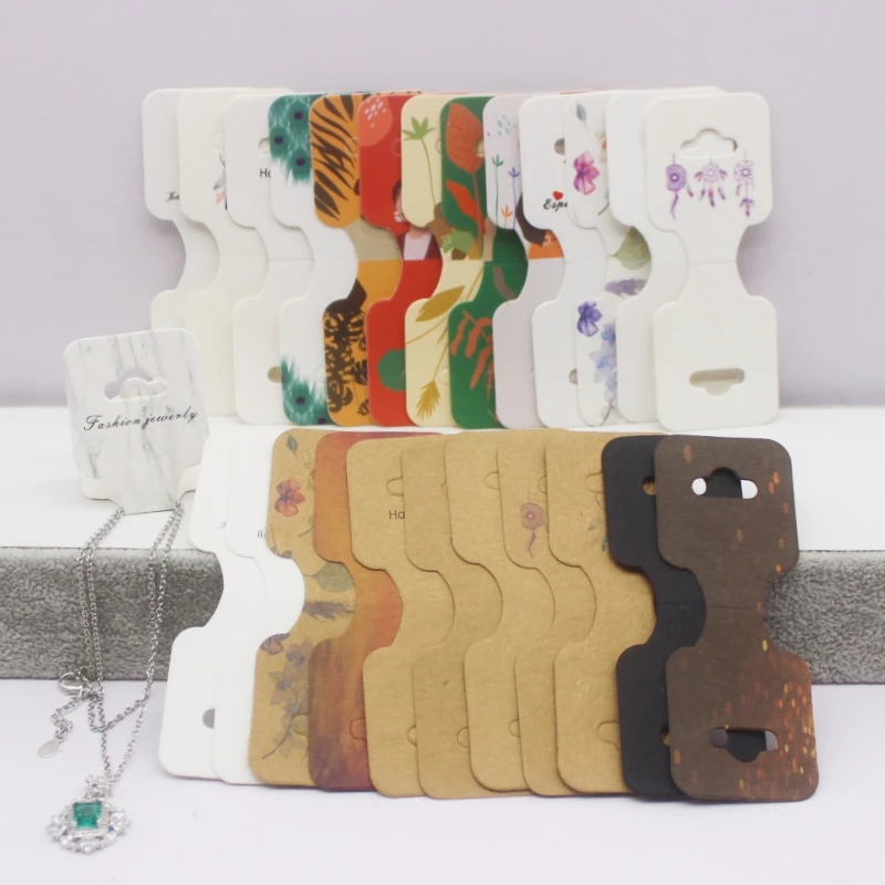 100-pcs-9x3-5cm-latest-printed-jewelry-necklace-bracelet-hang-tag-kraft ...