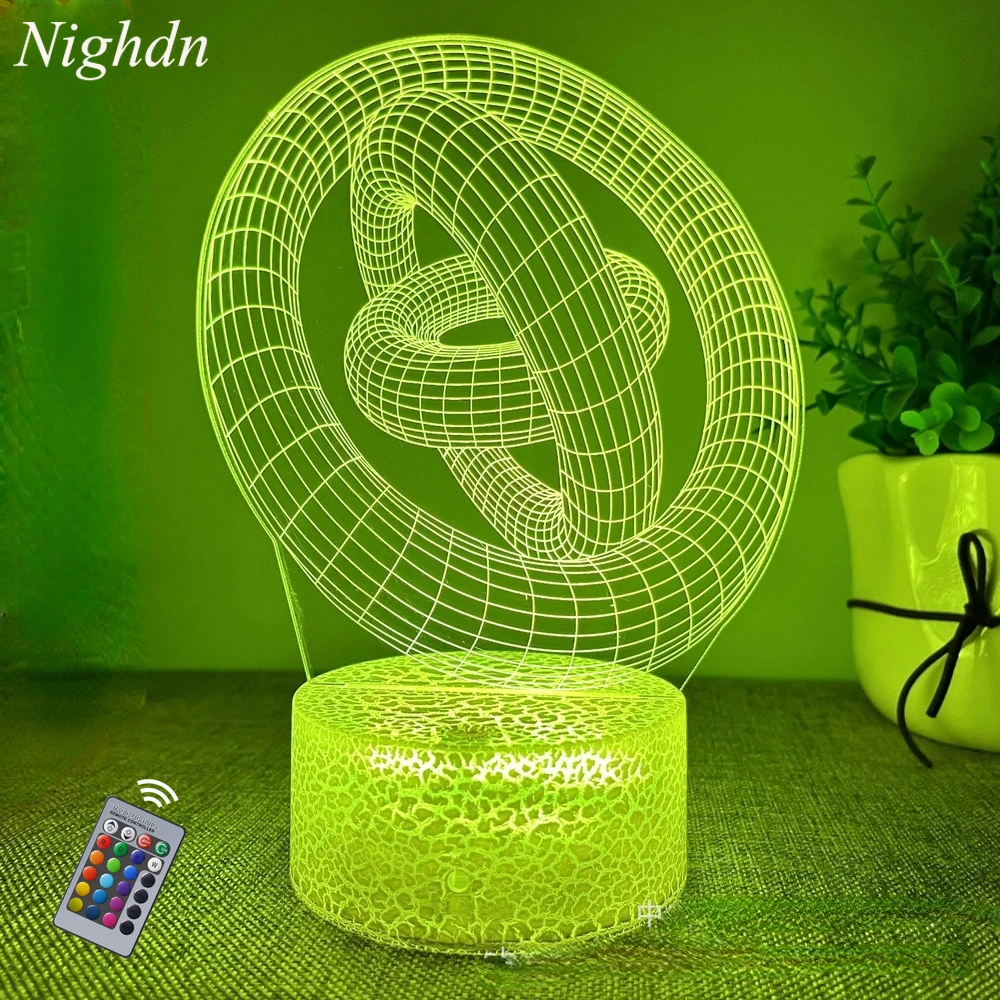 3D Ring Night Light LED Illusion Lamp Bedside Desk Table Lamp, Nighdn 7 ...