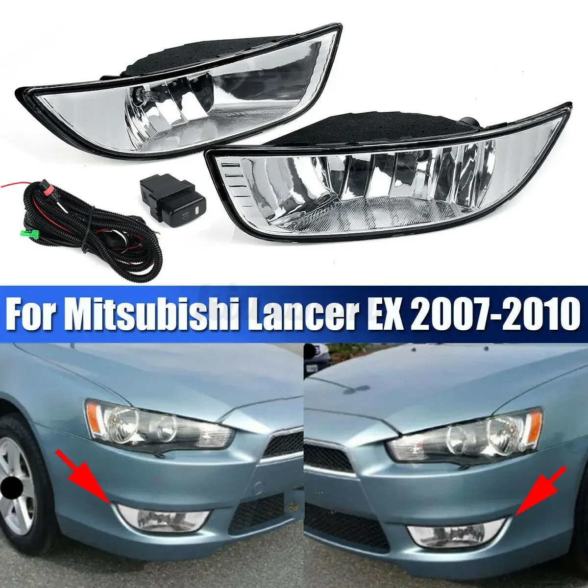 1-Pair-Car-Fog-Lights-Assembly-For-MITSUBISHI-Lancer-EX-2007-2010-55W ...