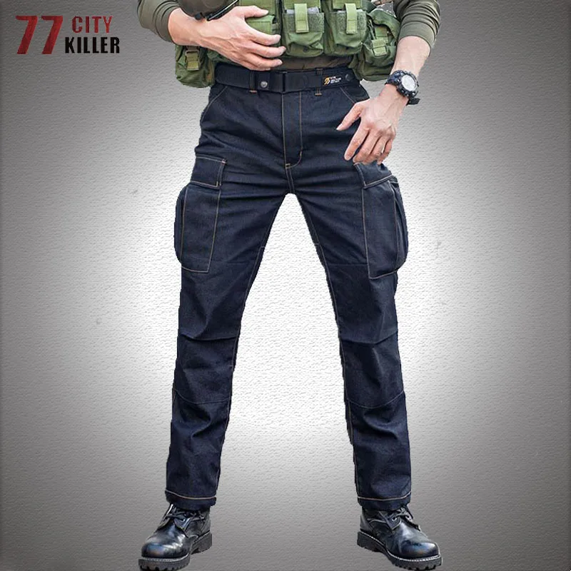 BDU-Tactical-Jeans-Men-Multi-Pockets-Denim-Cargo-Trousers-Male ...