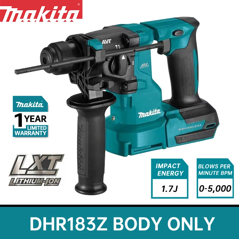 Makita-DHR183-Electric-Hammer-AVT-18V-Lithium-Battery-Impact-Drill-Compact-Dust-Hammer-Drill ...
