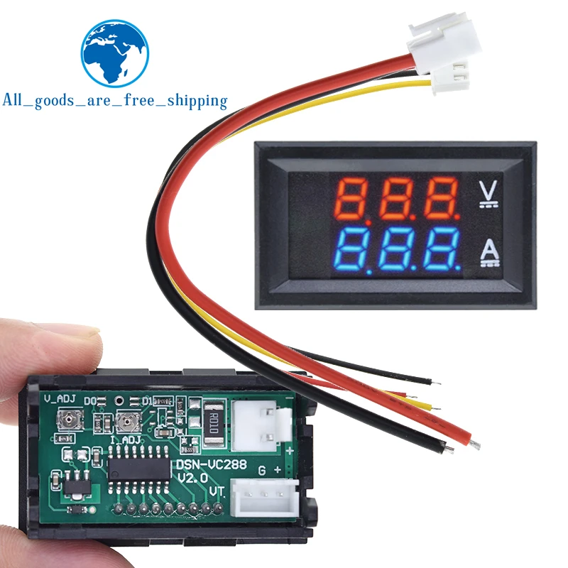 1-5PCS-DC-0-100V-10A-Digital-Voltmeter-Ammeter-Dual-Display-Voltage ...