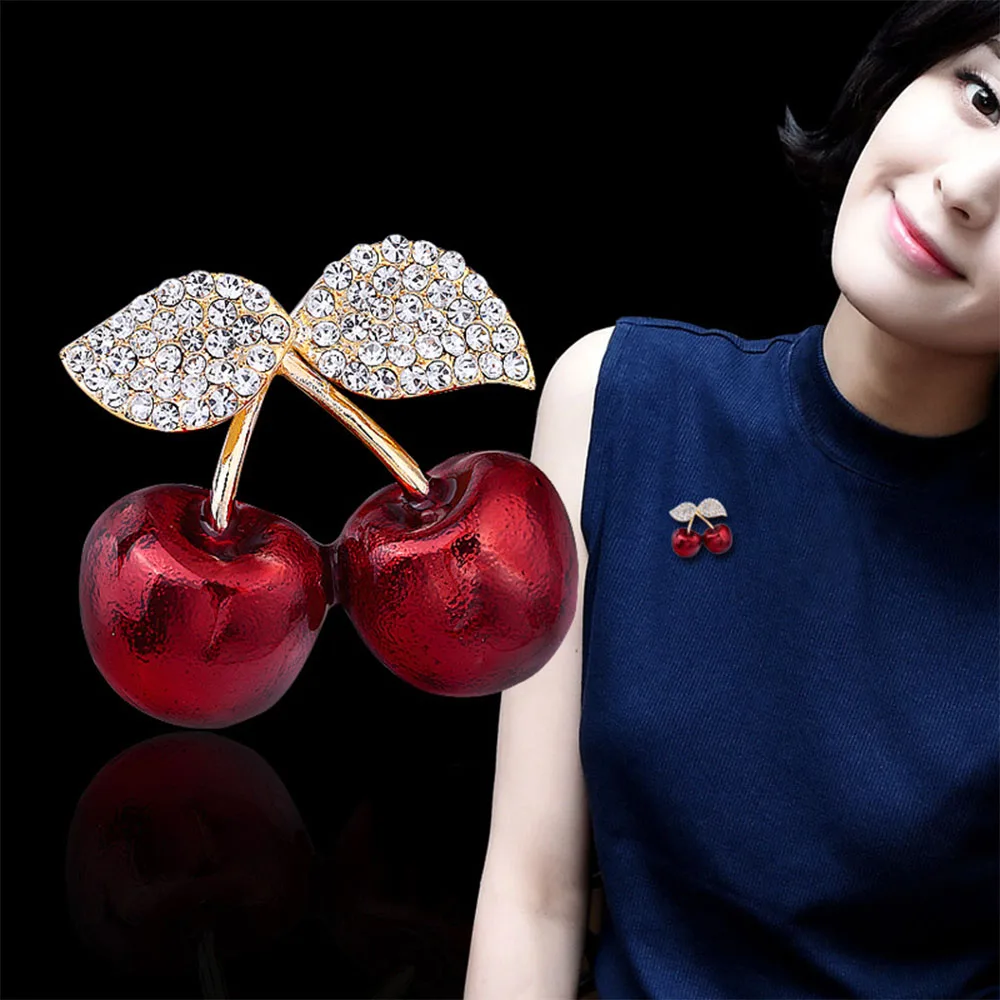 Cute-Red-Cherry-Brooch-Enamel-Pins-for-Women-Girls-Rhinestone-Zircon ...