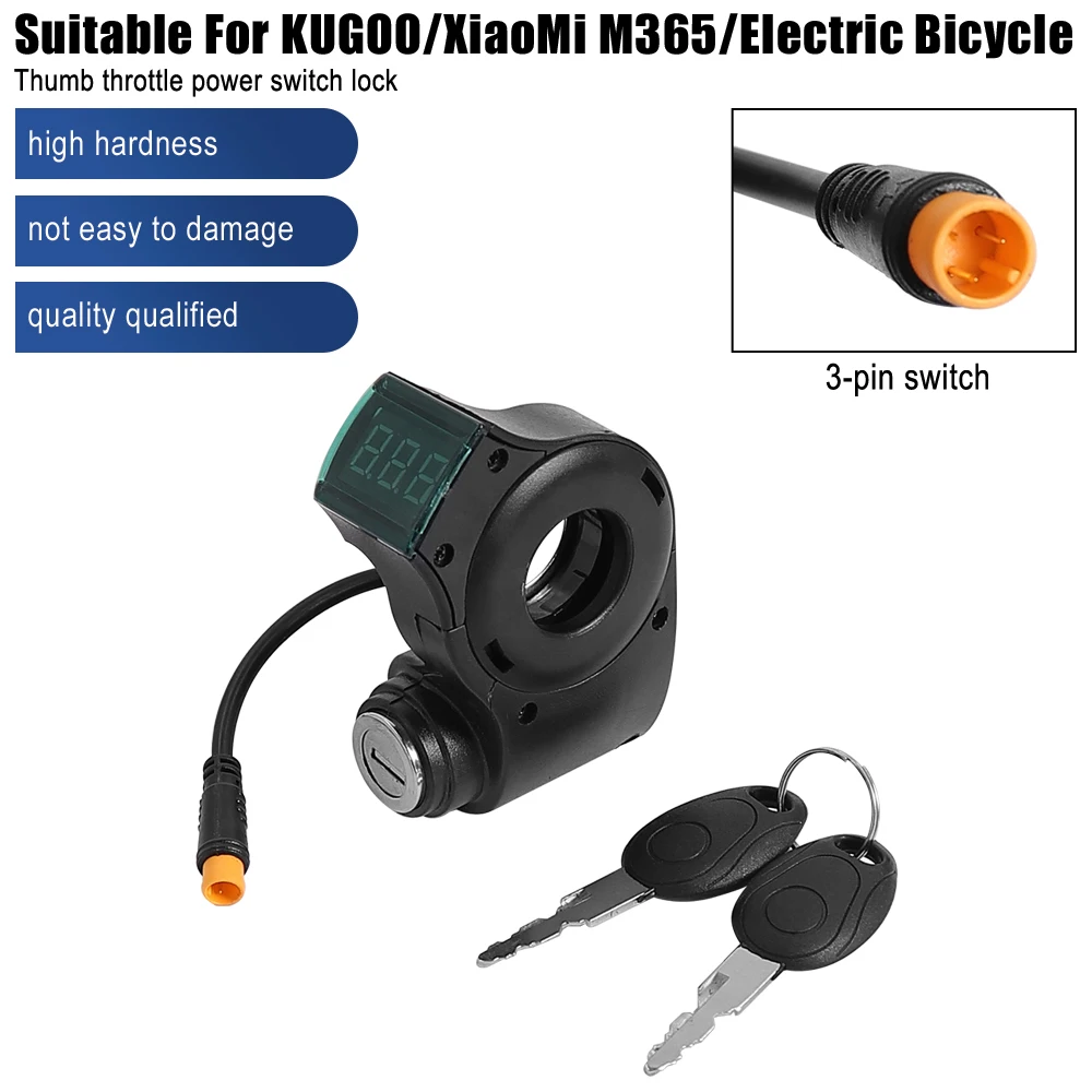 3Pin Lock Key Thumb Throttle for XiaoMi M365 for KUGOO M4 Voltmeter ...