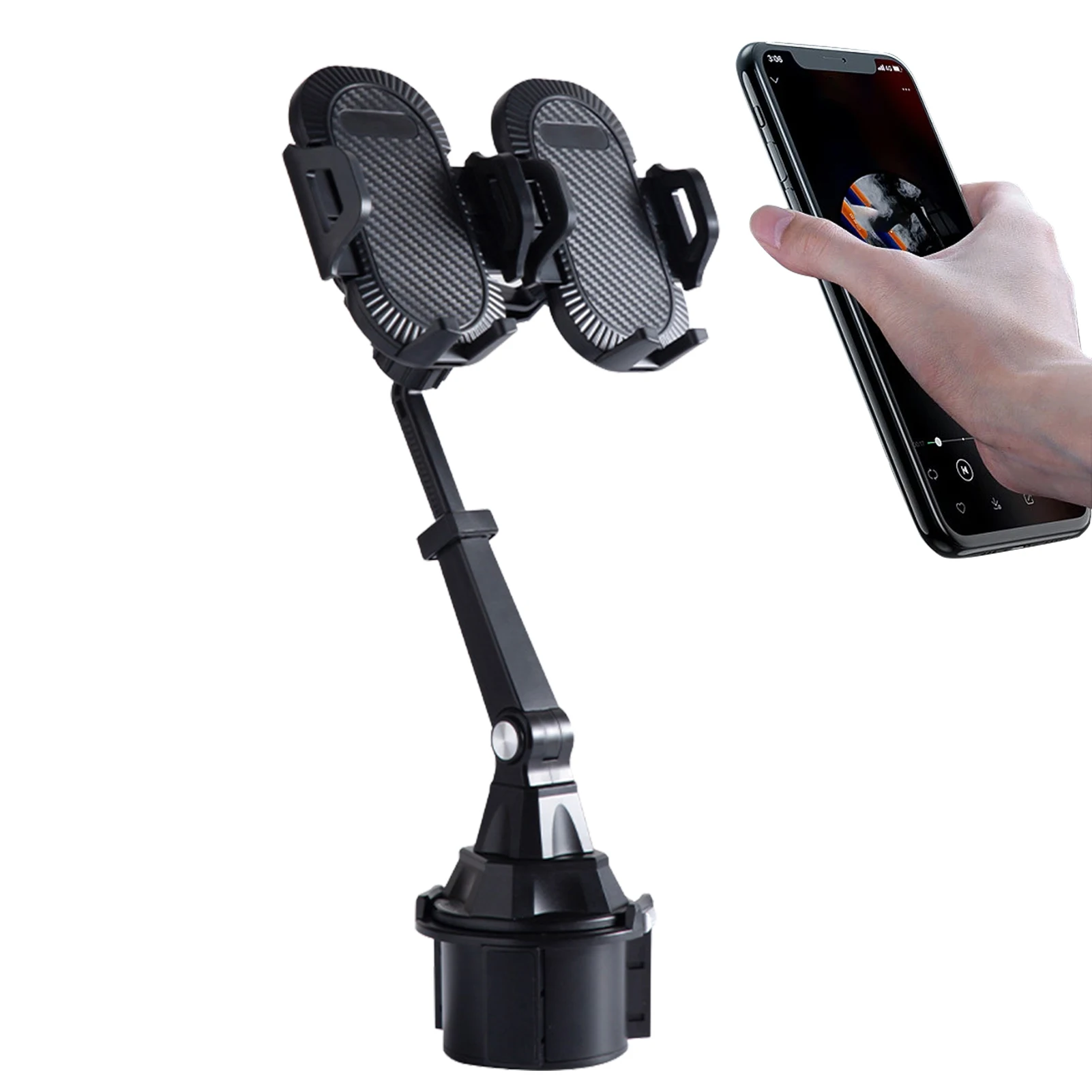 Dual-Phone-Holder-For-Car-Cup-Holder-Phone-Holder-Stable-And-Adjustable ...