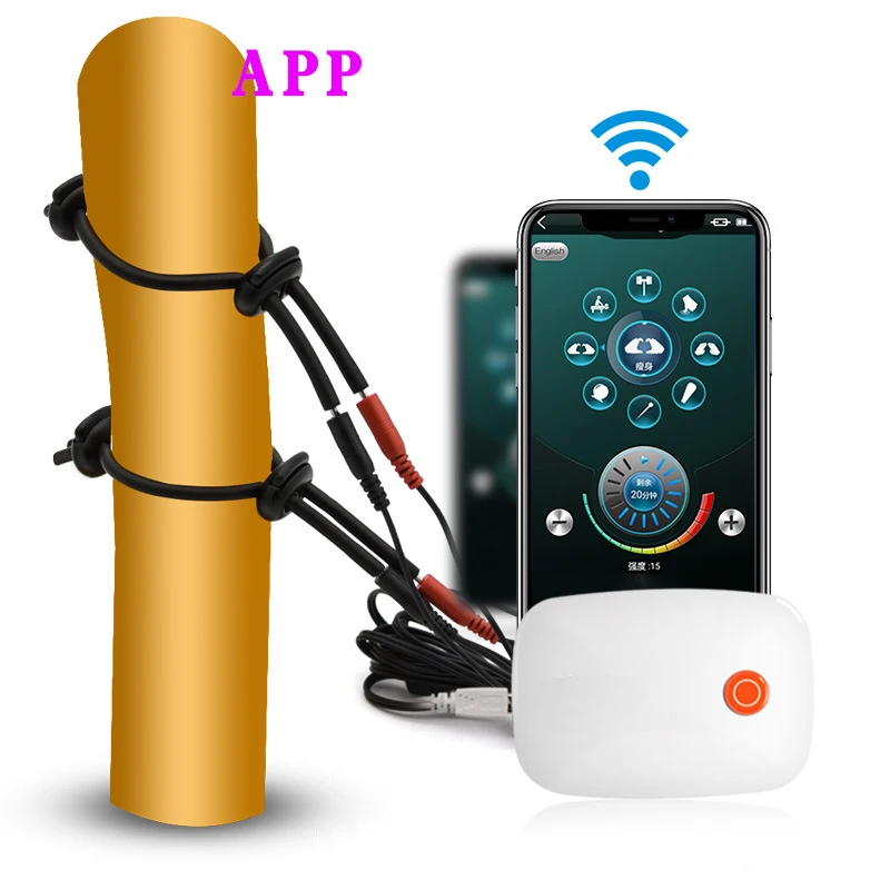 Mobile Phone App Control Electric Shock Penis Vibrator Ring On Penis Orgasm Stimulator Body ...