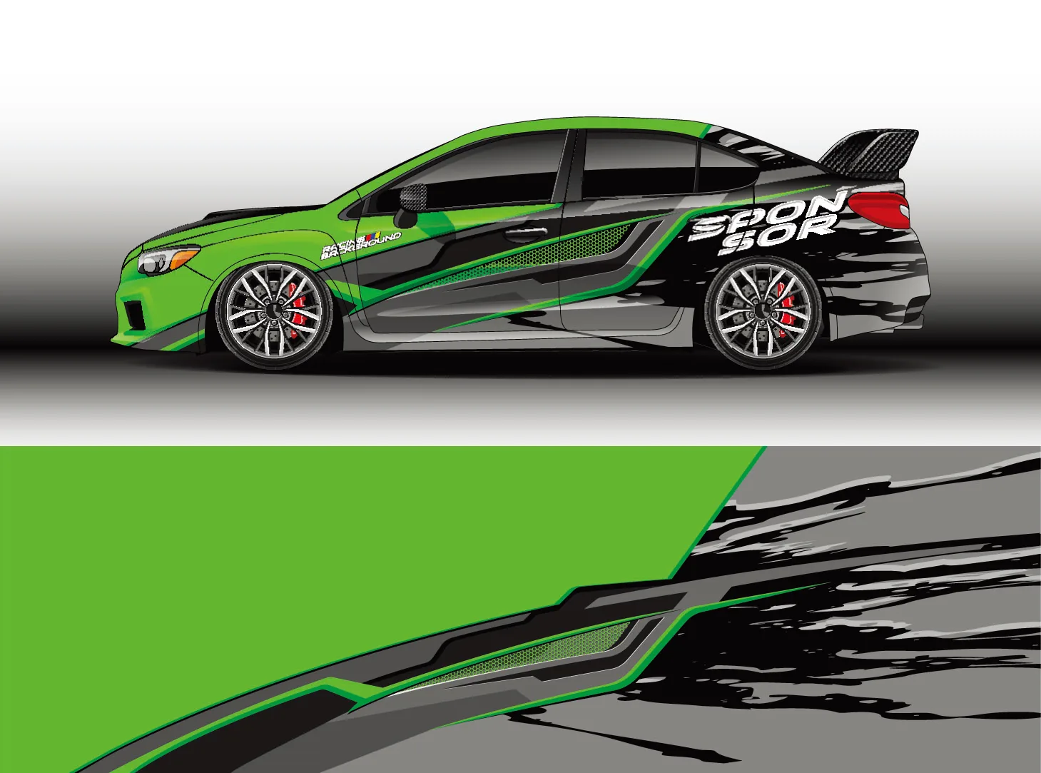 Green-Gray-Stripe-Car-Full-Wrap-Sticker-Car-Decal-Decorative-Cut-Body ...