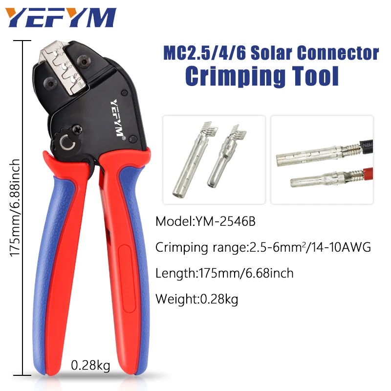 Solar Crimper Tool YM-2546B for MC2.5/4/6mm² 14-10AWG Male Female Solar ...