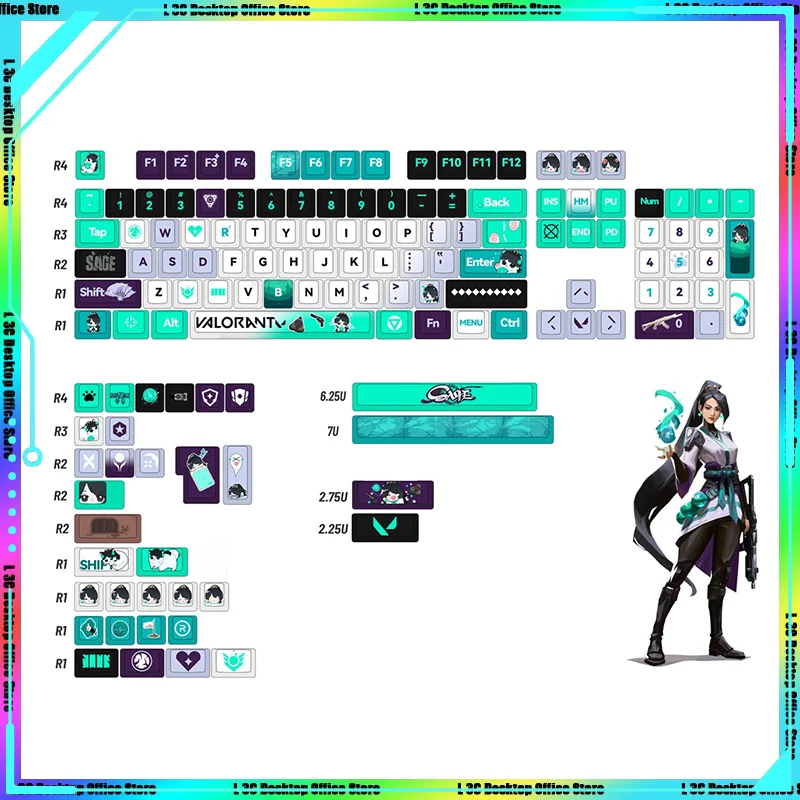 Romantic-Fearless-Contract-Valorant-Sage-Key-Caps-PBT-Original-Factory ...