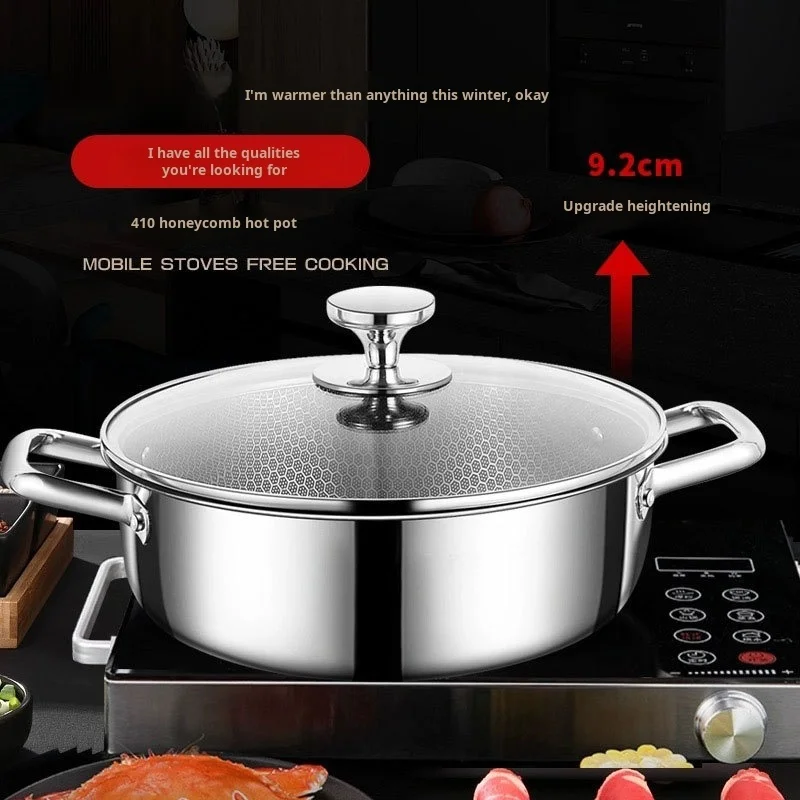 28CM Stainless Steel Soup Pot Household Non-stick Pot Smokefree Hot Pot ...