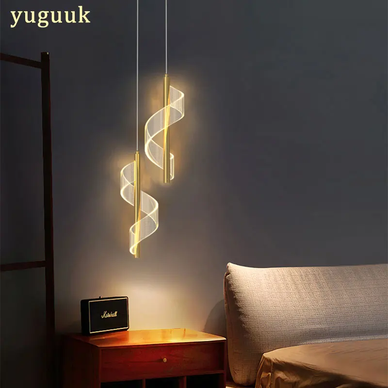 Nordic-Spiral-LED-Pendant-Lights-Bedside-Hanging-Lamp-Indoor-Lighting ...