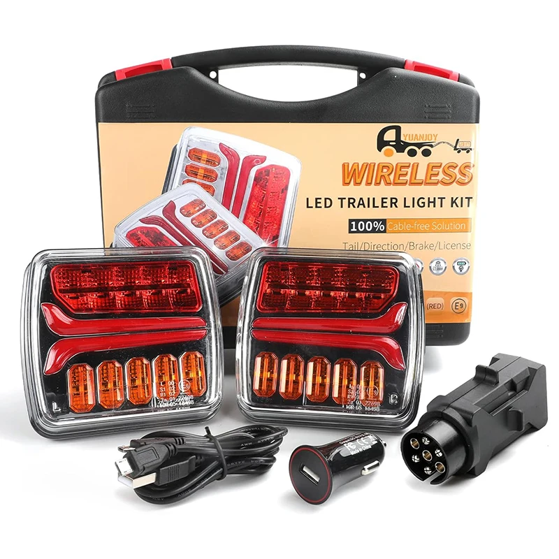 Yuanjoy 12/24V Magnetic Wireless LED Trailer Rear Lights With 7 Pin ...