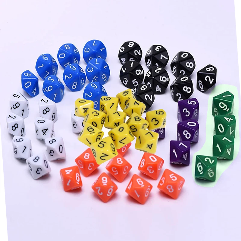 9Pcs/Lot Multicolor D10 0-9 digital number Originality Dice Acrylic ...