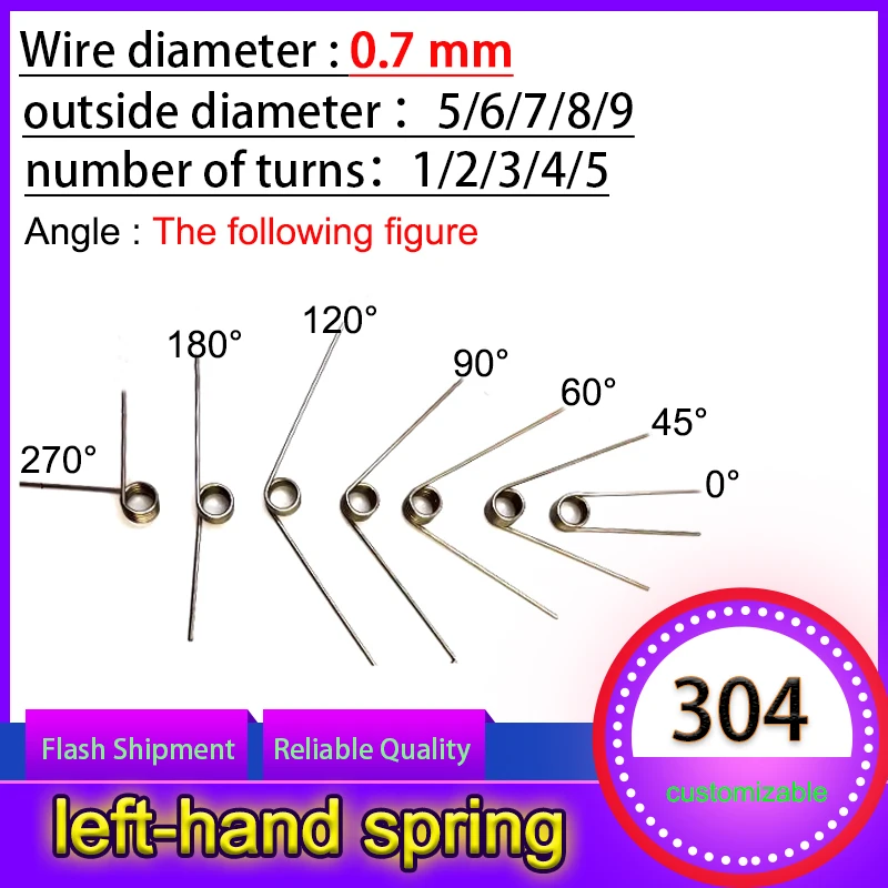 5PCS-Wire-diameter-0-7mm-Left-Rotation-Spring-left-Torsion-Spring ...