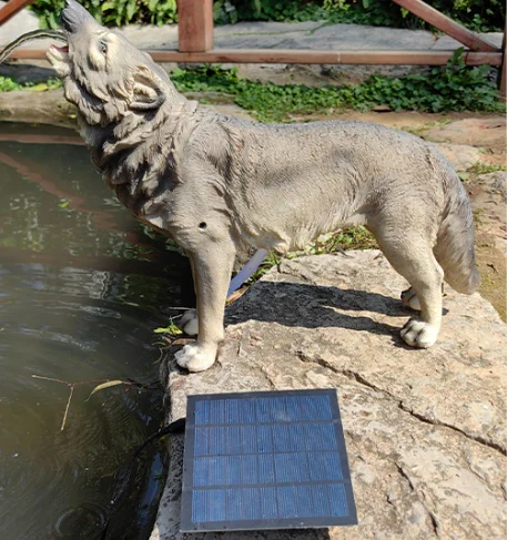 Multi Size Solar Water Fountain Garden Decorations Resin Crafts Wolf ...
