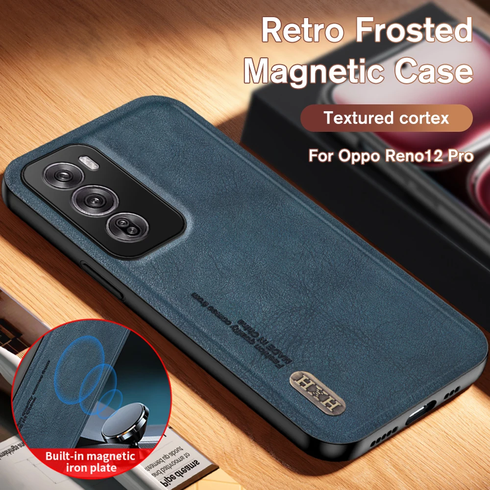 Retro-Frosted-Leather-Magnetic-Case-For-Oppo-Reno12-Pro-5G-TPU-Soft ...